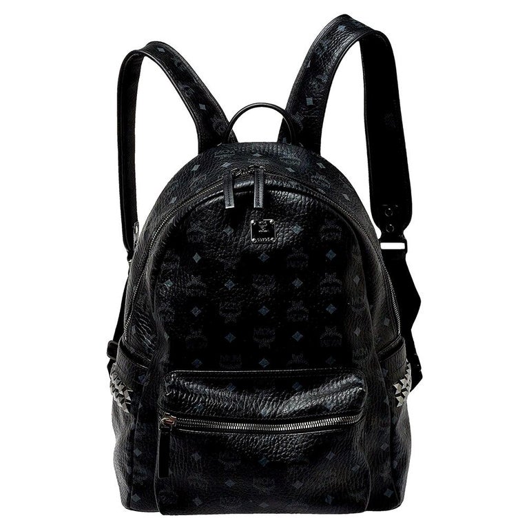MCM Black Visetos Coated Canvas Medium Studs Stark Backpack at 1stDibs