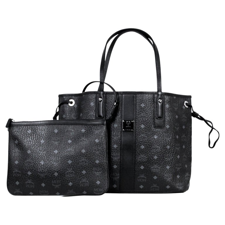 MCM Black Visetos Large Liz Reversible Shopper Tote Bag For Sale at 1stDibs