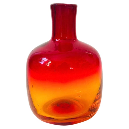 MCM Blenko Tangerine Bottle Vase For Sale at 1stDibs
