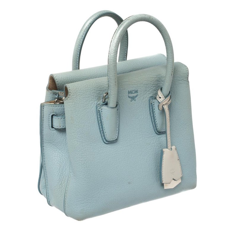MCM Blue Leather Mini Milla Tote For Sale at 1stDibs