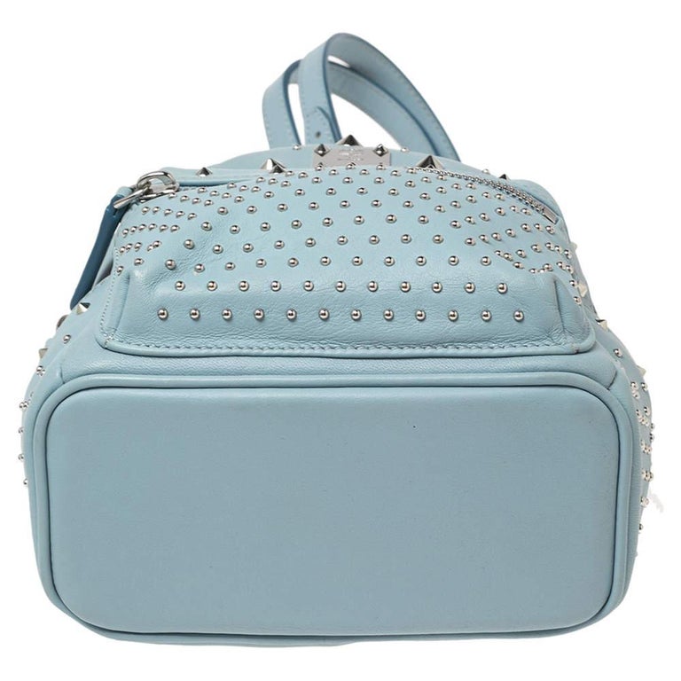 MCM Blue Leather X Mini Studded Strak-Bebe Boo Backpack For Sale at 1stDibs