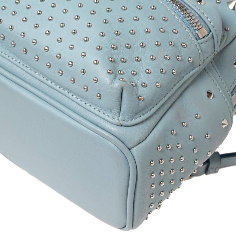 MCM Blue Leather X Mini Studded Strak-Bebe Boo Backpack For Sale at 1stDibs