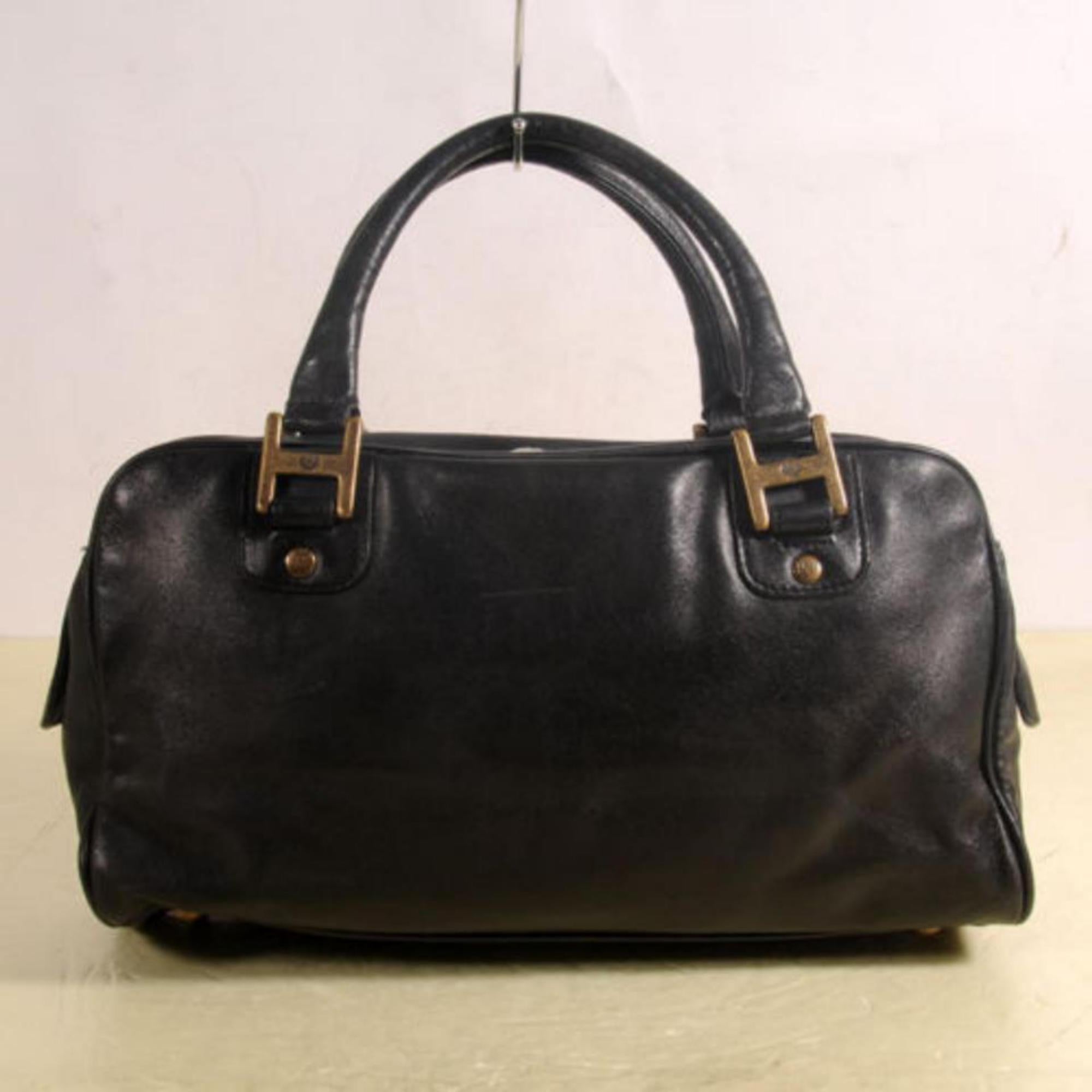 MCM Boston 869322 Black Leather Shoulder Bag For Sale at 1stDibs