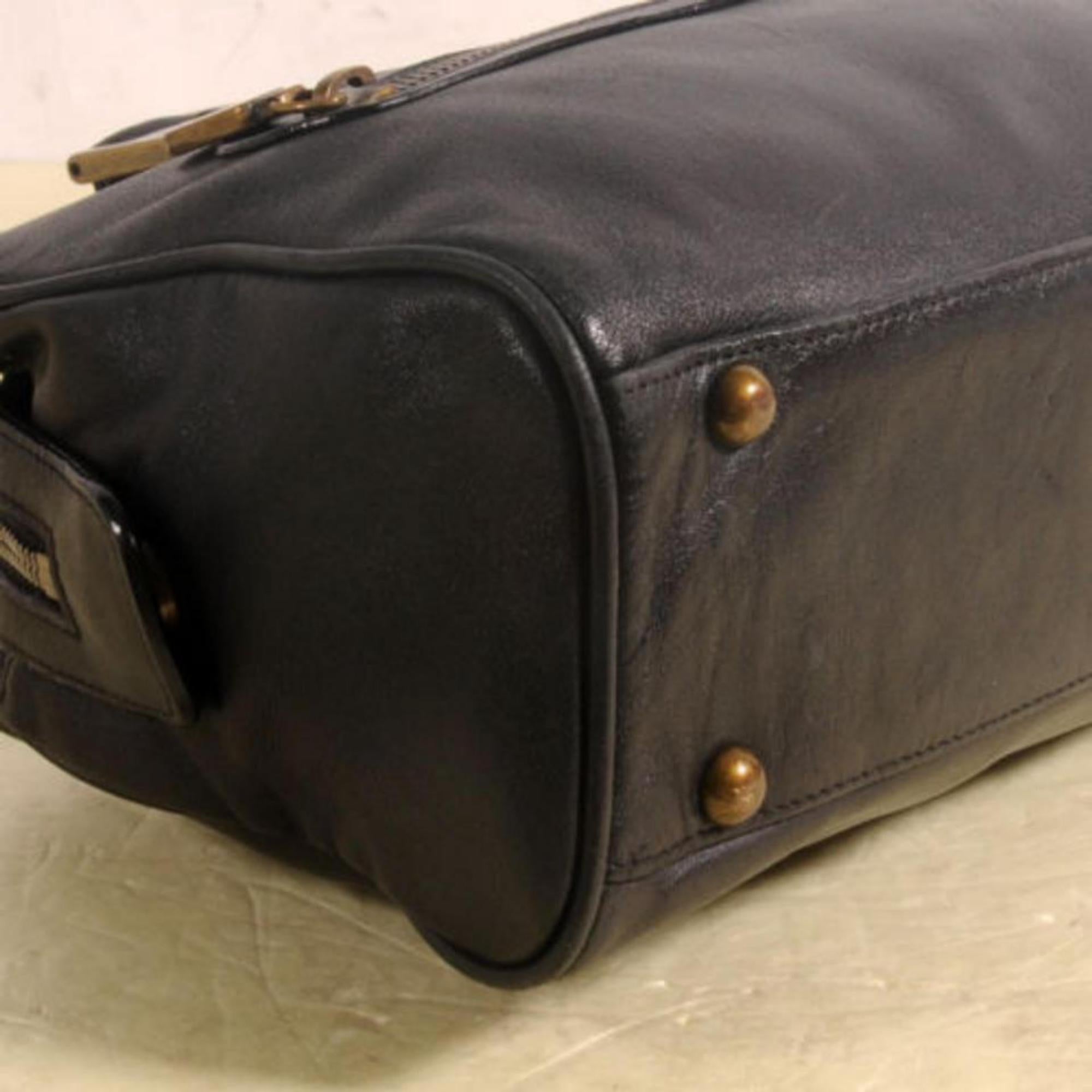 MCM Boston 869322 Black Leather Shoulder Bag For Sale at 1stDibs