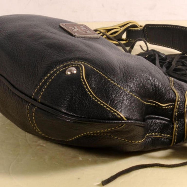 MCM Braided Handle 869333 Black Leather Shoulder Bag For Sale at 1stDibs