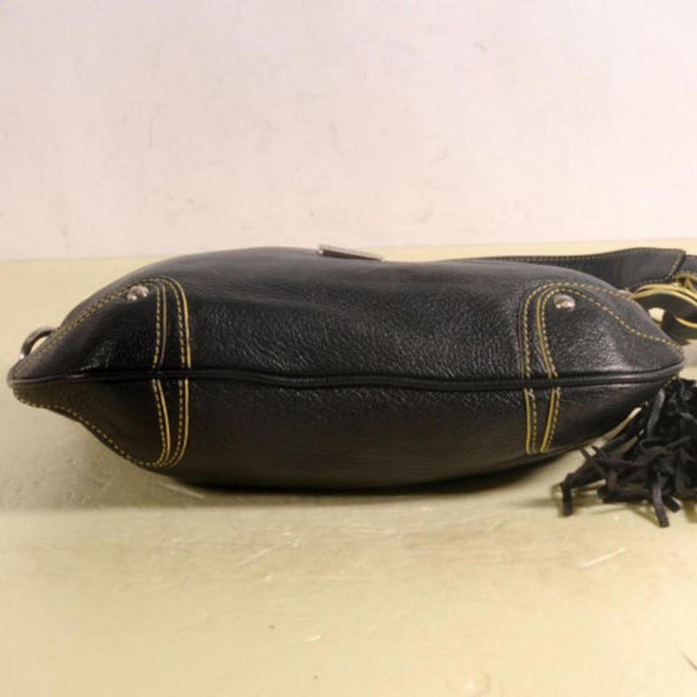 MCM Braided Handle 869333 Black Leather Shoulder Bag For Sale at 1stDibs