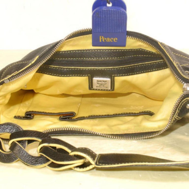 MCM Braided Handle 869333 Black Leather Shoulder Bag For Sale at 1stDibs