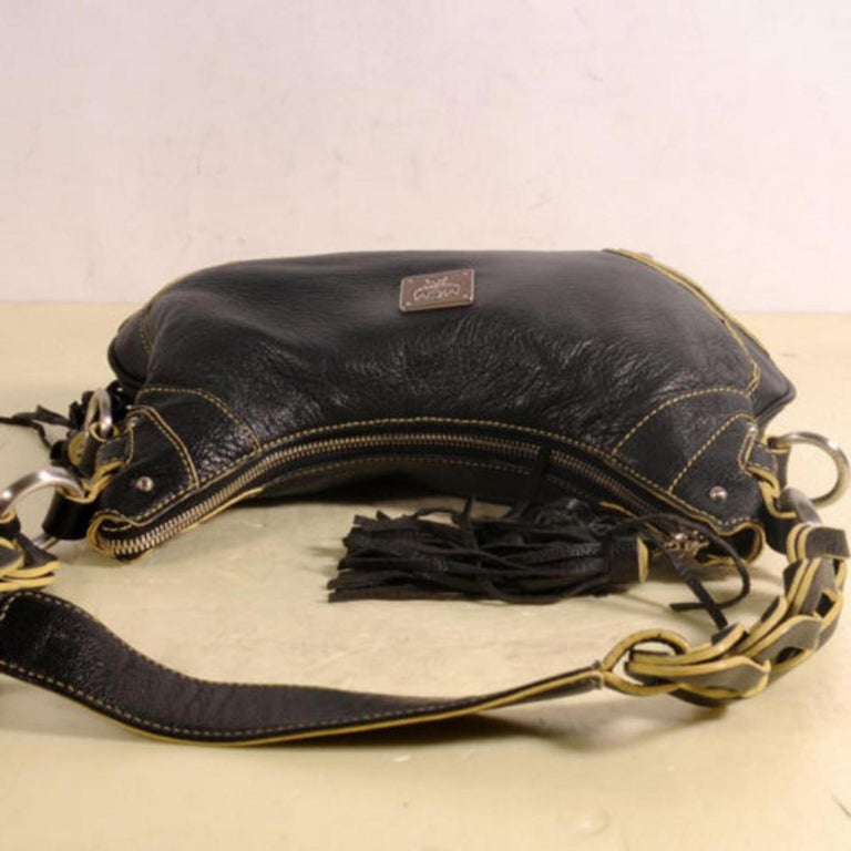 MCM Braided Handle 869333 Black Leather Shoulder Bag For Sale at 1stDibs