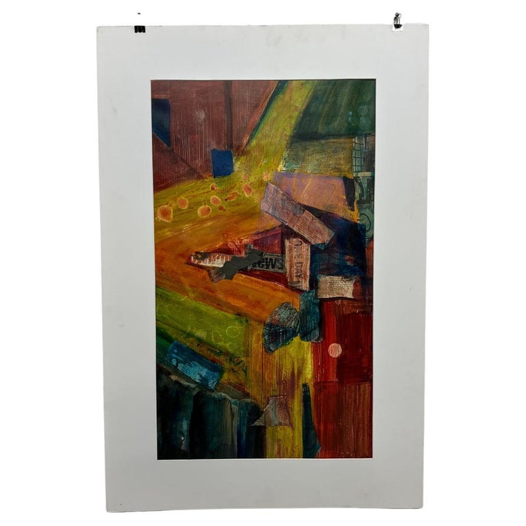 MCM Brilliant Abstract Bold Mixed Media Art Modern Vintage Signed For ...