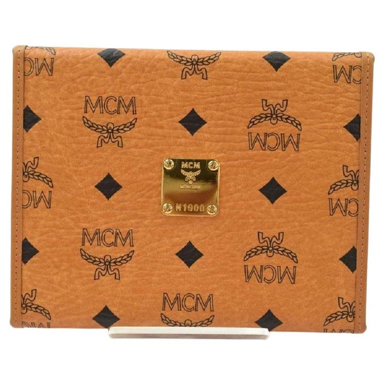 MCM Brown Box Cognac Monogram Visetos Pen Hard Case Trunk 872767 at 1stDibs
