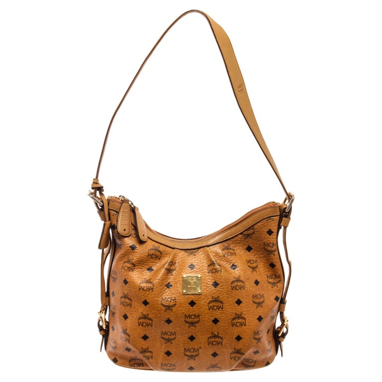 MCM Brown Canvas Leather Hobo Bag For Sale at 1stDibs