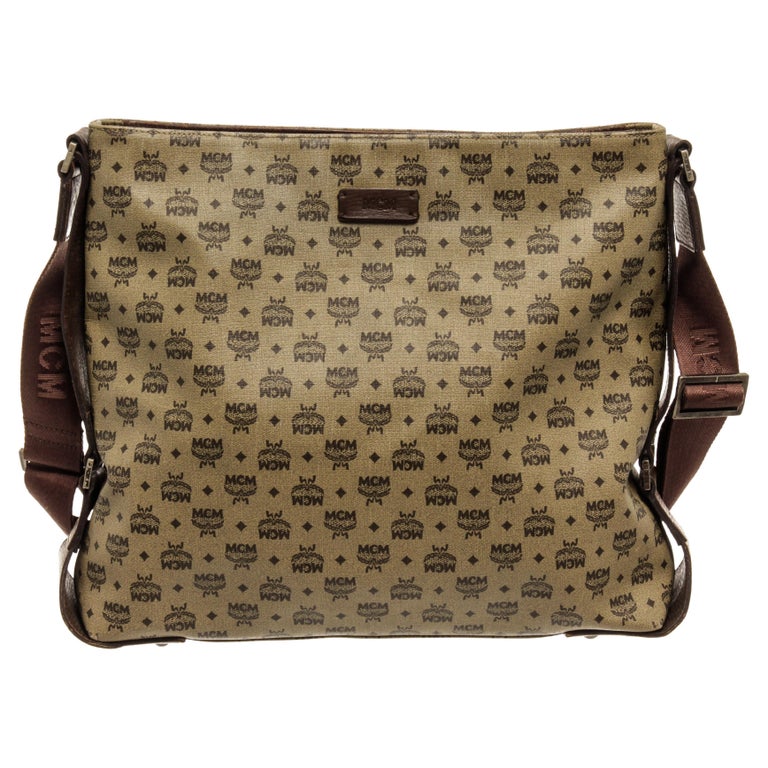 MCM Brown Coated Canvas Crossbody Bag For Sale at 1stDibs