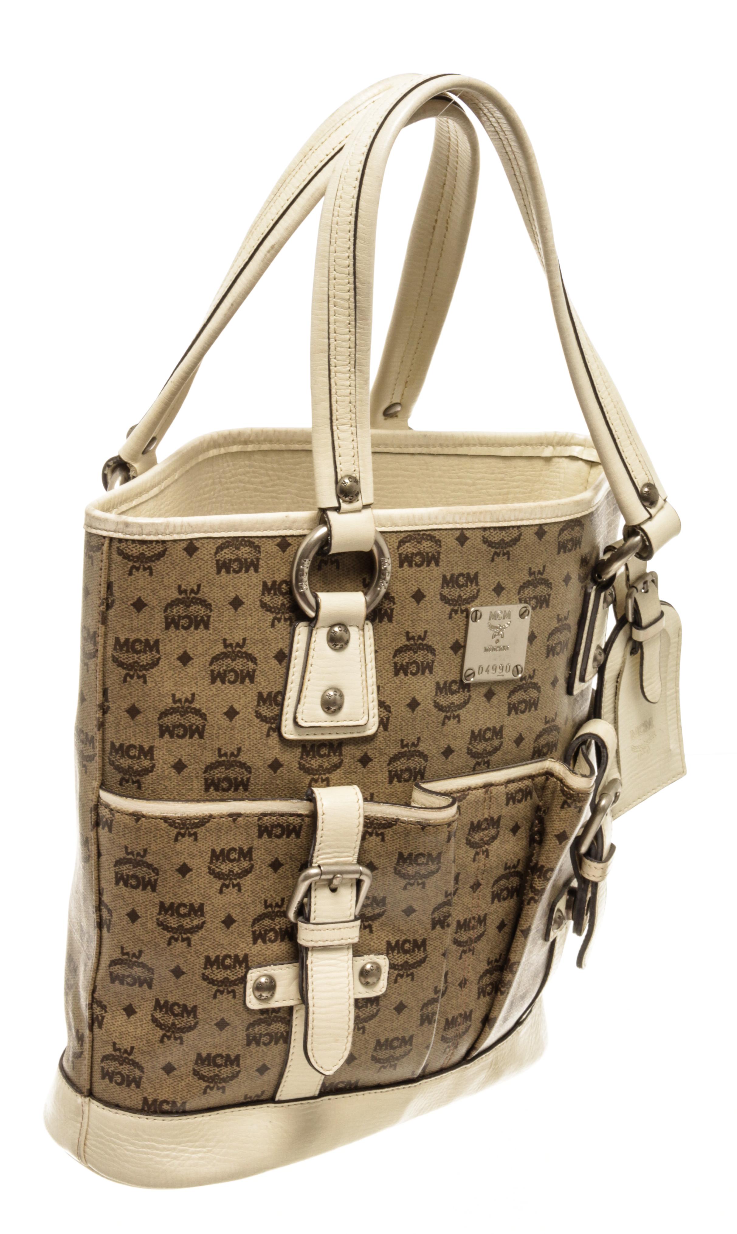 MCM Brown Visetos Leather Tote Handbags at 1stDibs