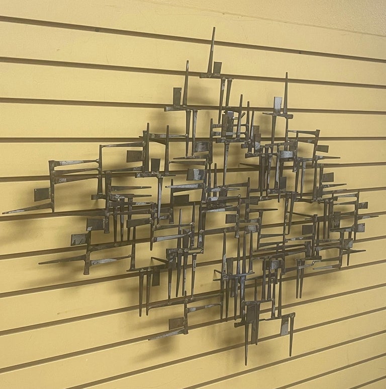 MCM Brutalist Abstact Nail Sculpture by William Bowie For Sale at 1stDibs