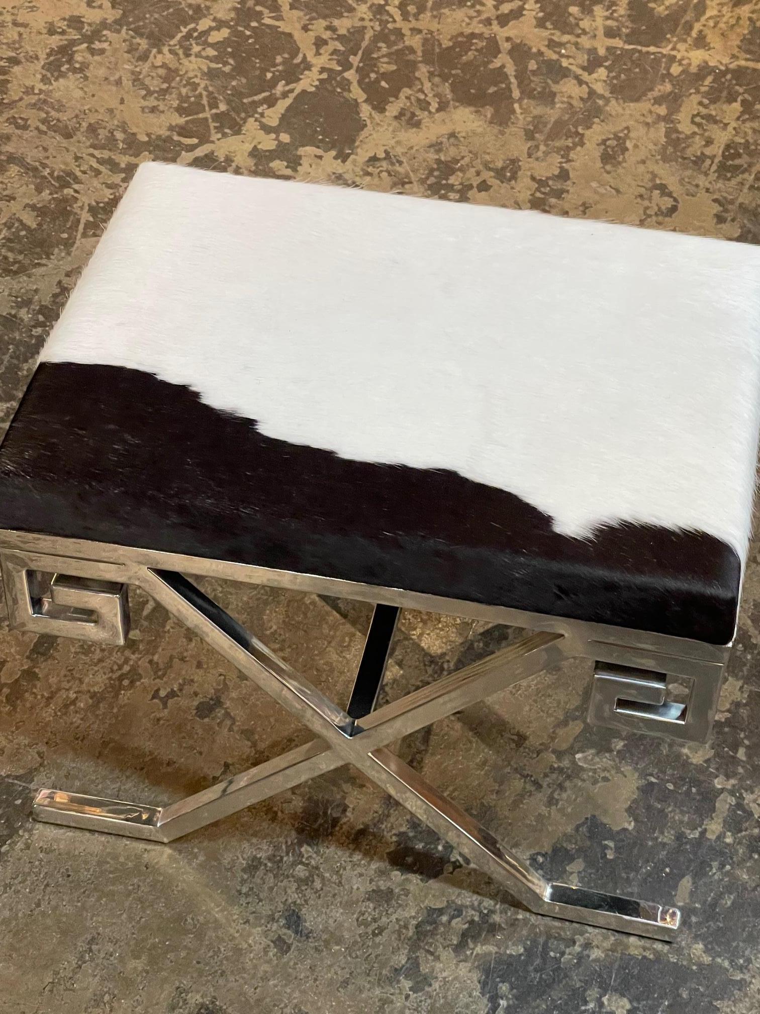 MCM Chrome and Cowhide Stools For Sale at 1stDibs