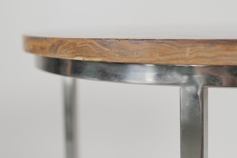 Mcm Chrome And Marble Round Accent Table For Sale At 1stdibs