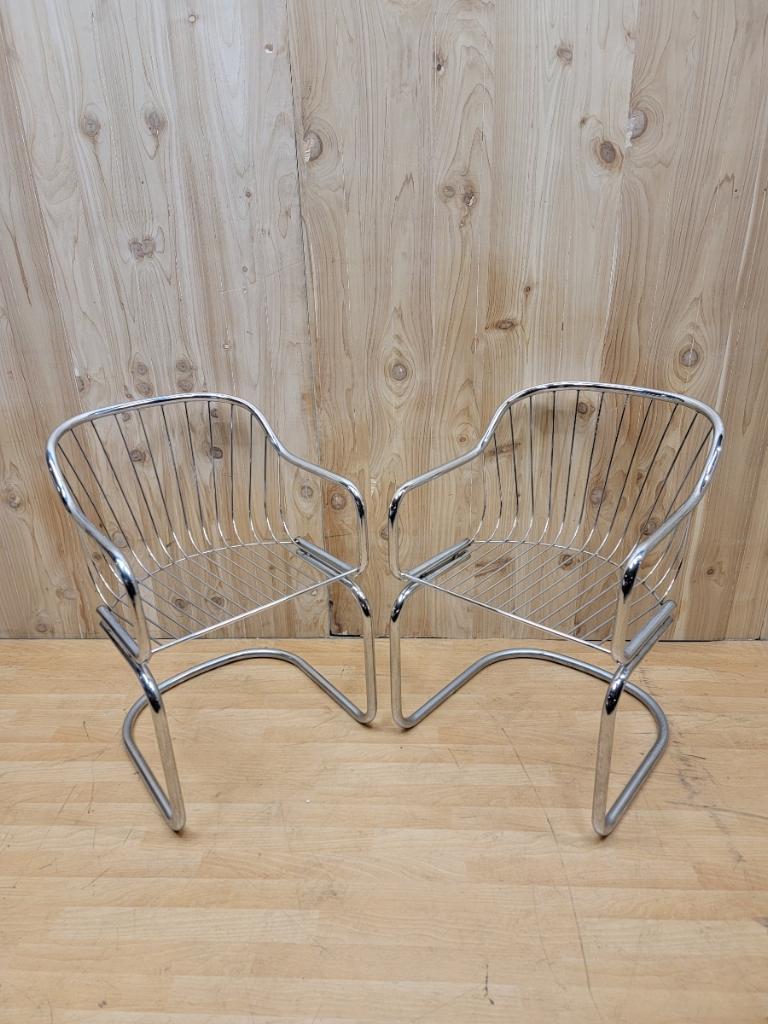 MCM Chrome Tubular Mod Cantilever Dining Chairs by Gastone Rinaldi, Set ...