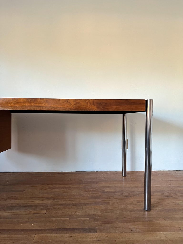 MCM Chrome and Walnut Executive Desk by Jens Risom for Howe For Sale at ...