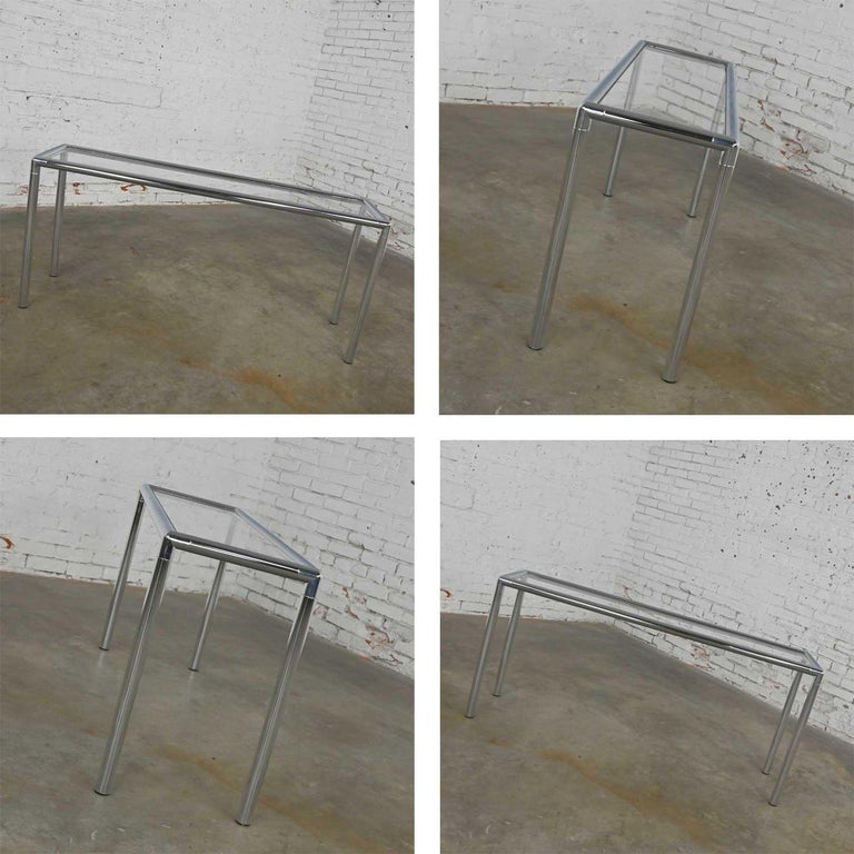 MCM Chrome and Walnut Veneer Display Cabinet or Room Divider 3 Piece ...