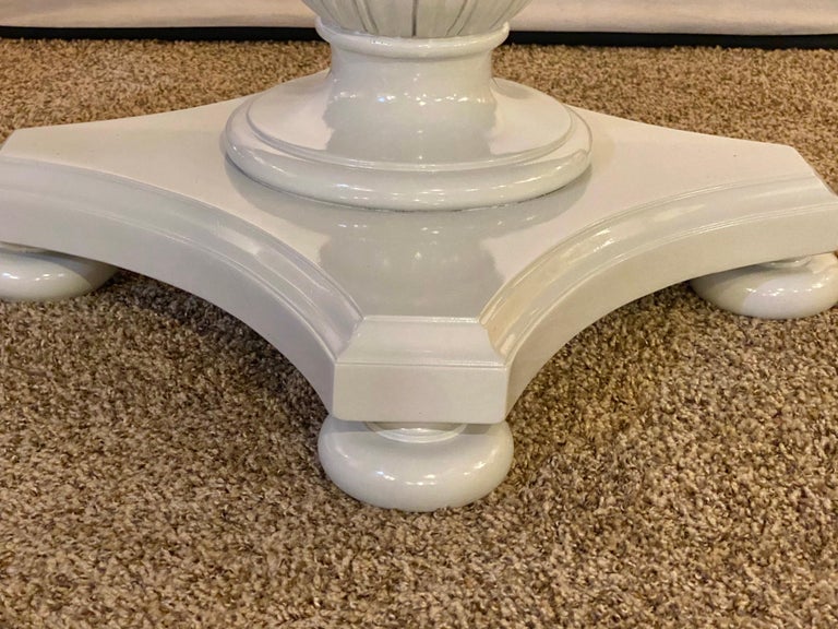 MCM Circular Dove Grey Lacquer Dining Table Pineapple Pedestal Base Two ...