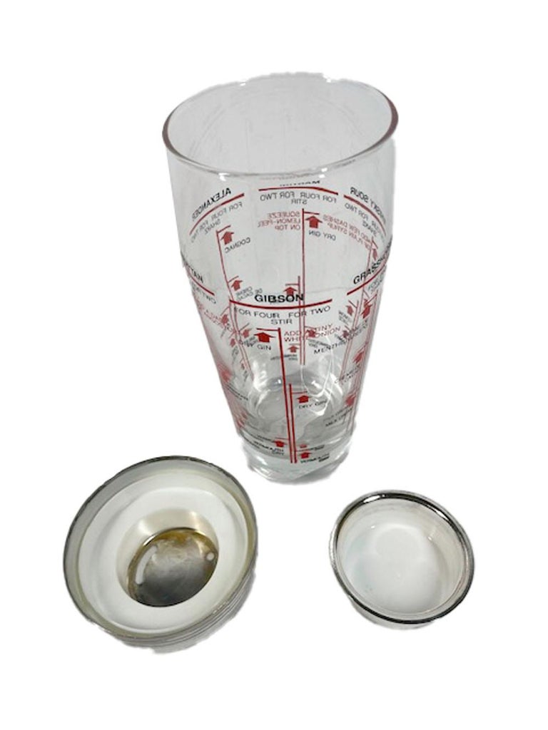 MCM Cocktail Shaker with Silver Plate Top and Recipes for 6 Cocktails ...