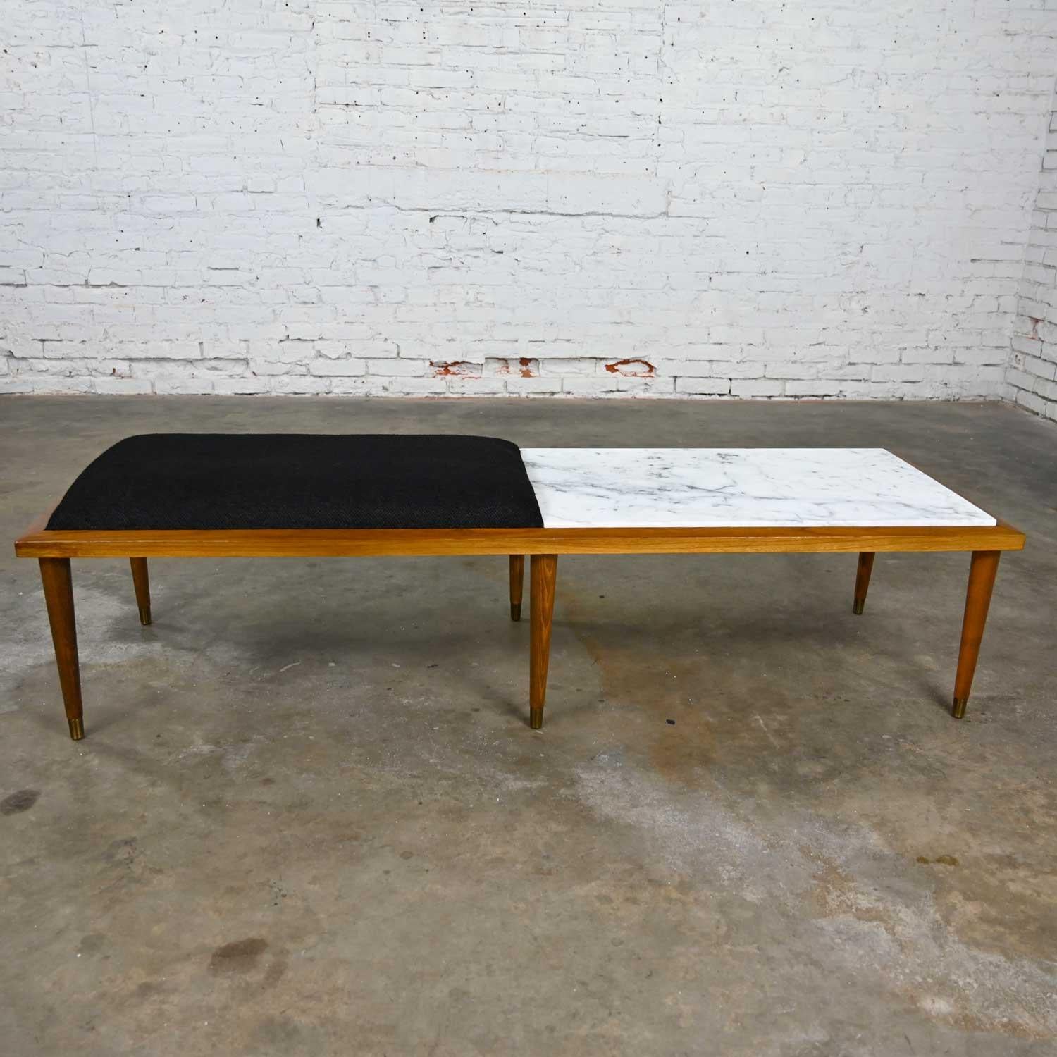 MCM Coffee Table Bench Combo Italian Carrera Marble Top and Black ...