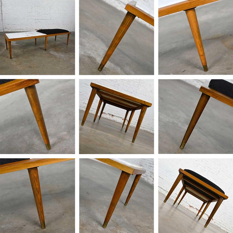 MCM Coffee Table Bench Combo Italian Carrera Marble Top and Black ...