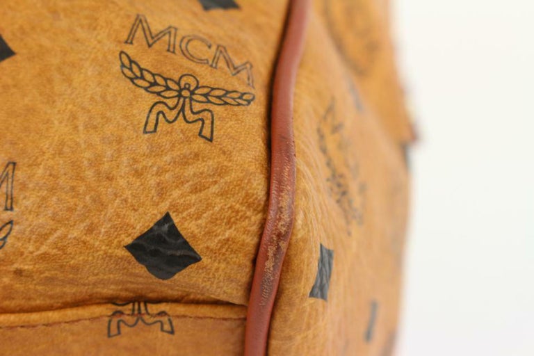 MCM Cognac Monogram Visetos Boston Duffle Bag 83MCM26 For Sale at 1stDibs