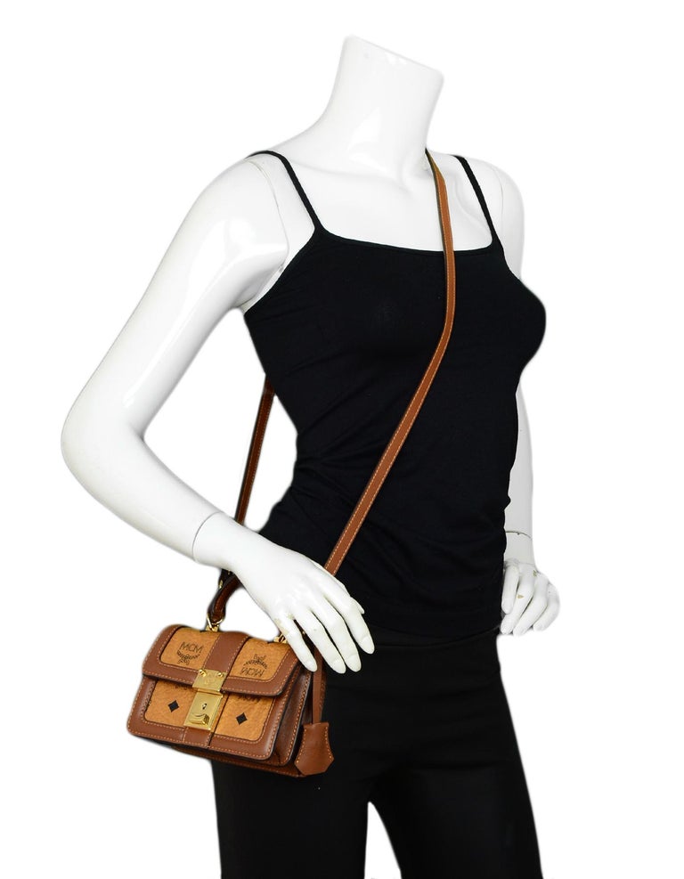 MCM Cognac Monogram Visetos Mini Tracey Satchel Crossbody Bag rt $810 ...