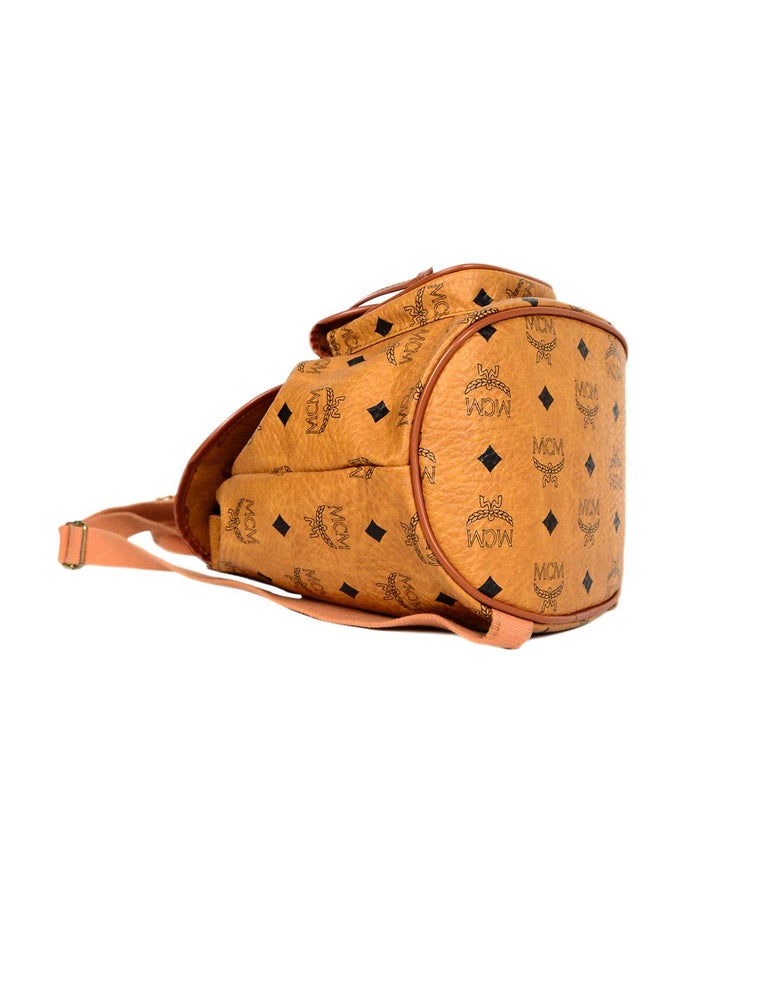 MCM Cognac Visetos Coated Canvas Monogram Drawstring Mini Backpack Bag ...