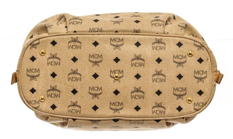 MCM Cream Coated Canvas Visetos Hobo bag at 1stDibs