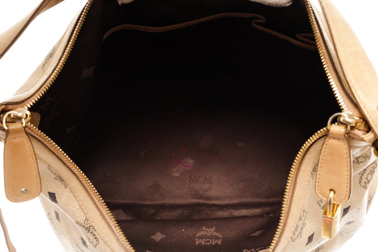 MCM Cream Coated Canvas Visetos Hobo bag at 1stDibs