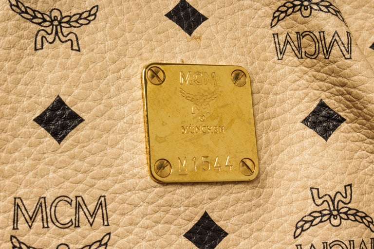 MCM Cream Coated Canvas Visetos Hobo bag at 1stDibs