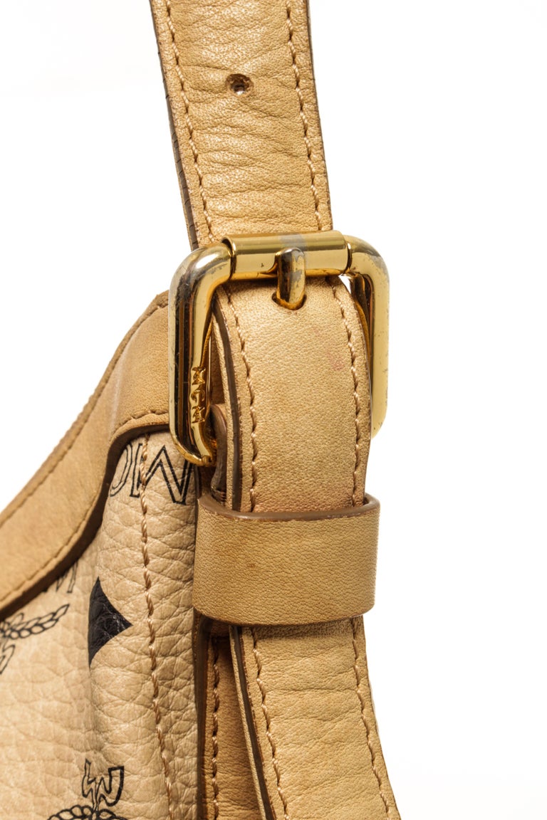 MCM Cream Coated Canvas Visetos Hobo bag at 1stDibs