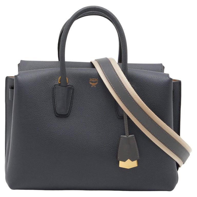 MCM Dark Grey Leather Medium Milla Tote For Sale at 1stDibs