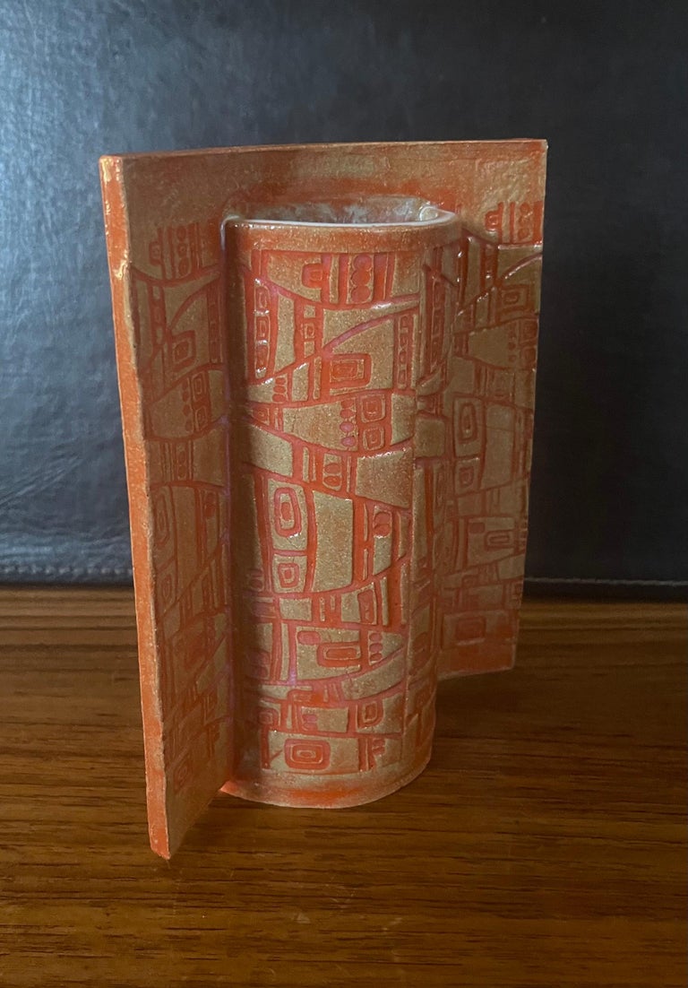 MCM Earthenware Studio Pottery Vase For Sale at 1stDibs