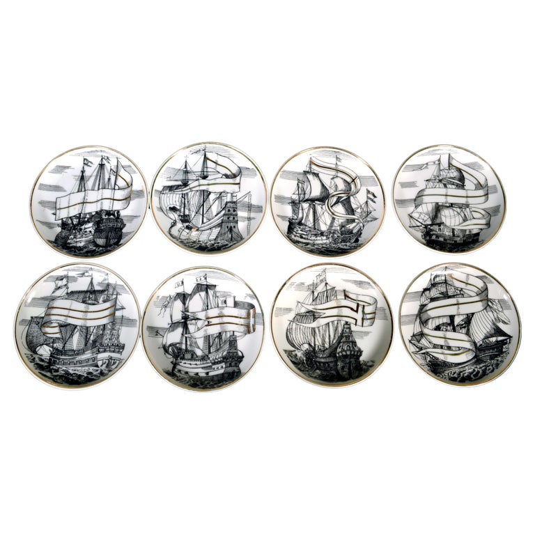 MCM Fornasetti-Style Coasters Tall Ships with Original Box, Velieri ...