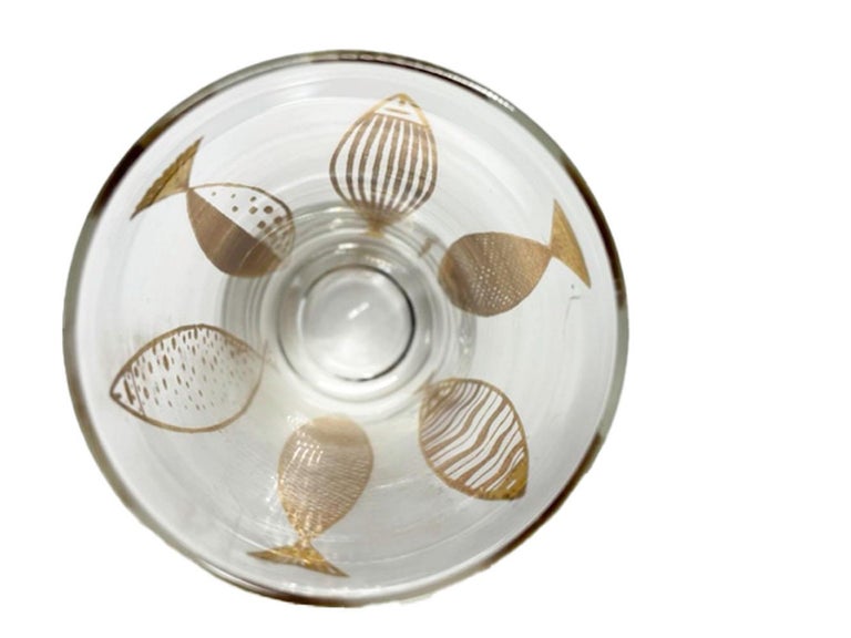 MCM, Fred Press "Gold Fish" Highball Glasses, 22 Karat Gold on Clear ...