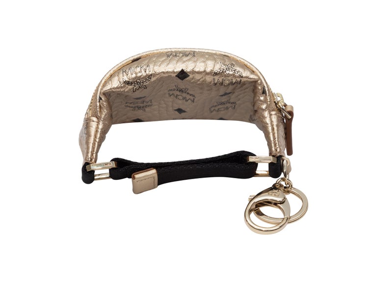 MCM Gold Metallic Visetos Mini Belt Bag Key Ring For Sale at 1stDibs