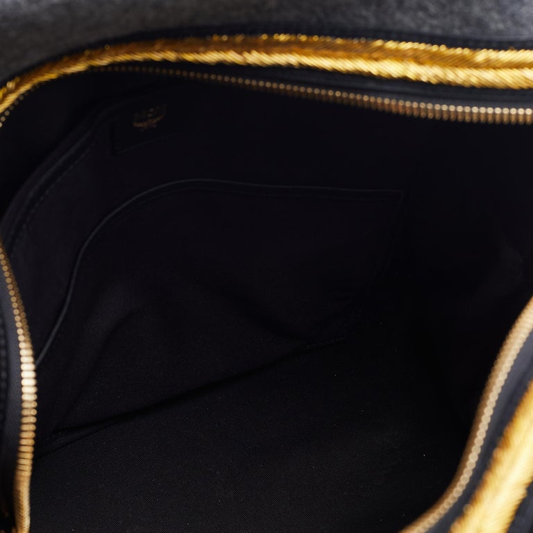 MCM Grey/Black Felt Fabric and Leather Large Stark Loden Backpack For ...