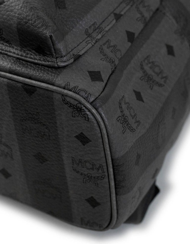 MCM Grey Striped Visetos Monogram Small Stark Backpack Bag For Sale at ...