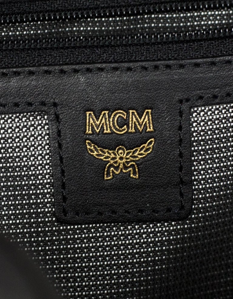 MCM Grey Striped Visetos Monogram Small Stark Backpack Bag For Sale at ...