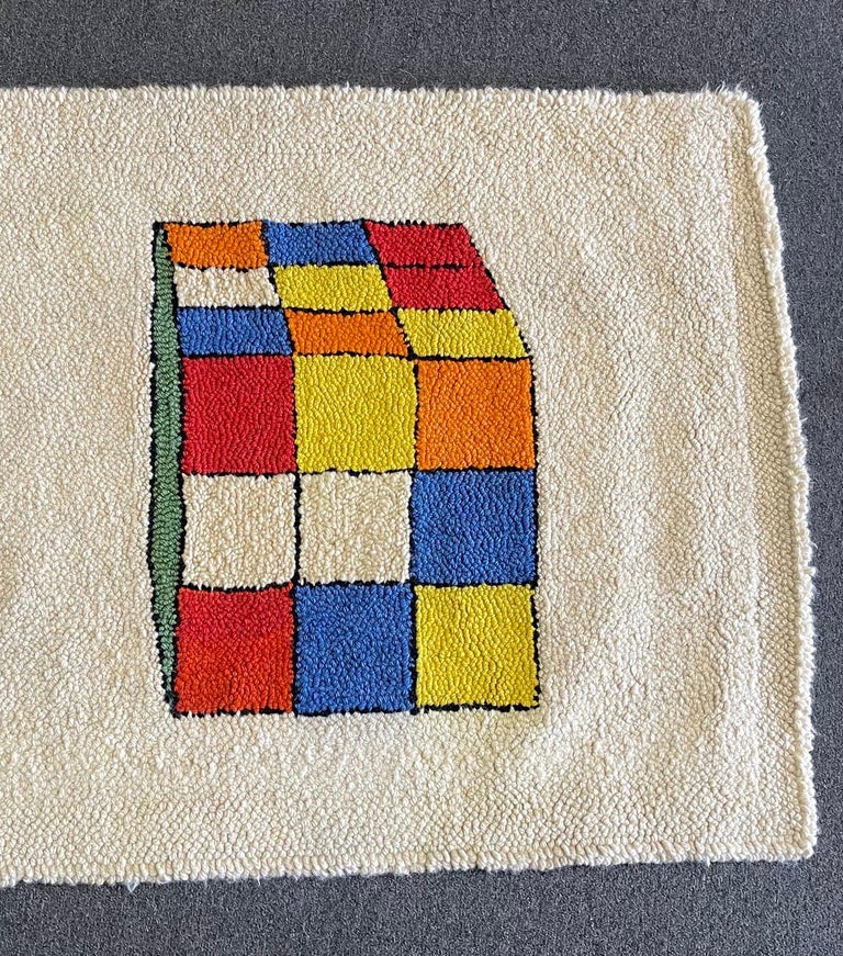 MCM Hand-Woven "Rubik's Cube" Wool Rug / Runner For Sale at 1stDibs
