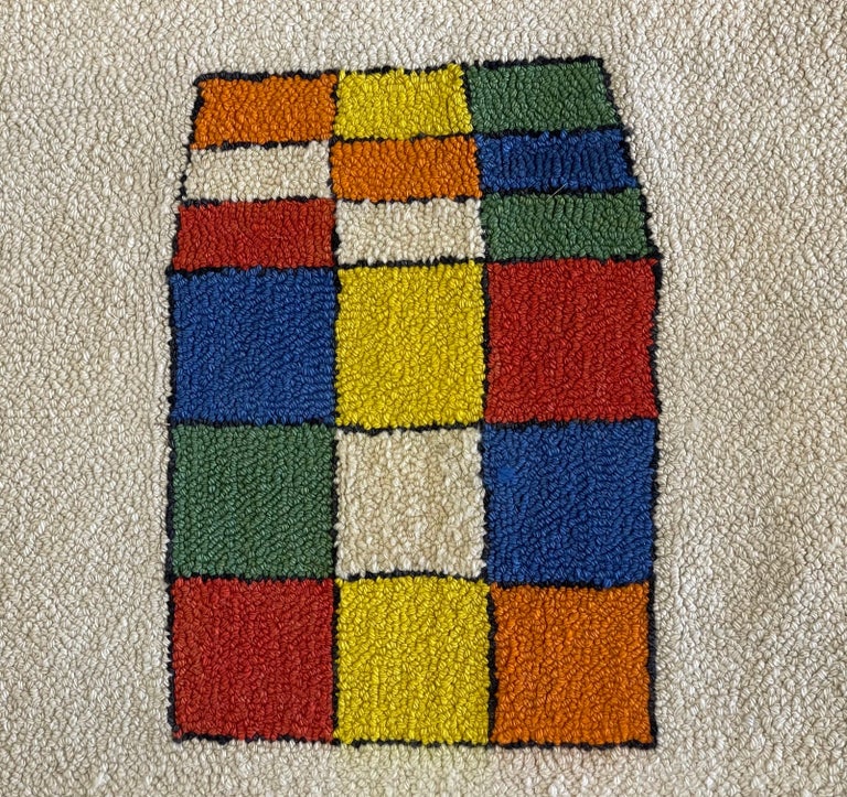 MCM Hand-Woven "Rubik's Cube" Wool Rug / Runner For Sale at 1stDibs