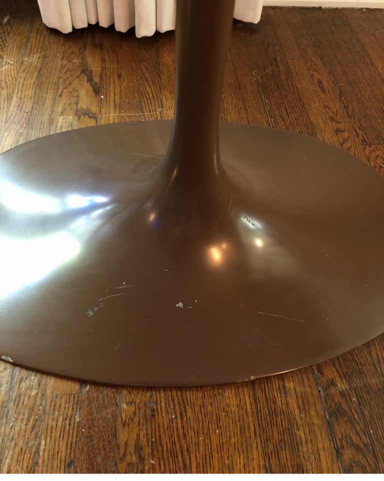MCM, Italian Carrara Marble Tulip Table with Bronze Colored Base at 1stDibs