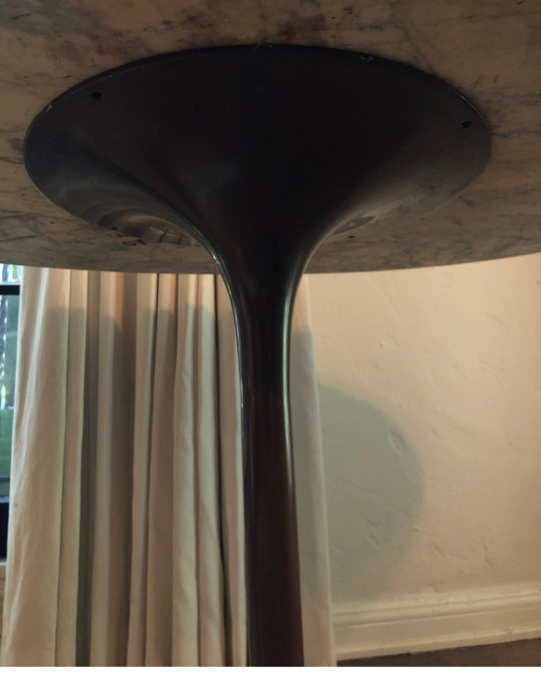 MCM, Italian Carrara Marble Tulip Table with Bronze Colored Base at 1stDibs