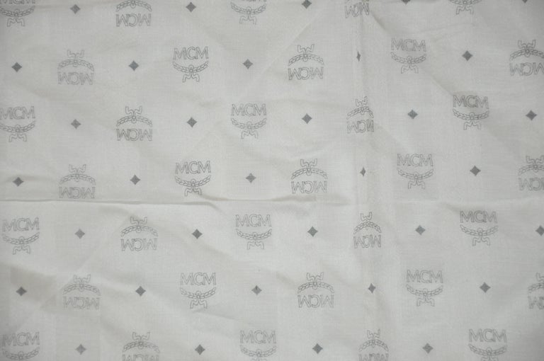 MCM Ivory Signature Logo with Polka Dot Borders Cotton Scarf For Sale ...