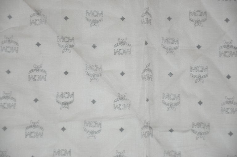 MCM Ivory Signature Logo with Polka Dot Borders Cotton Scarf For Sale ...