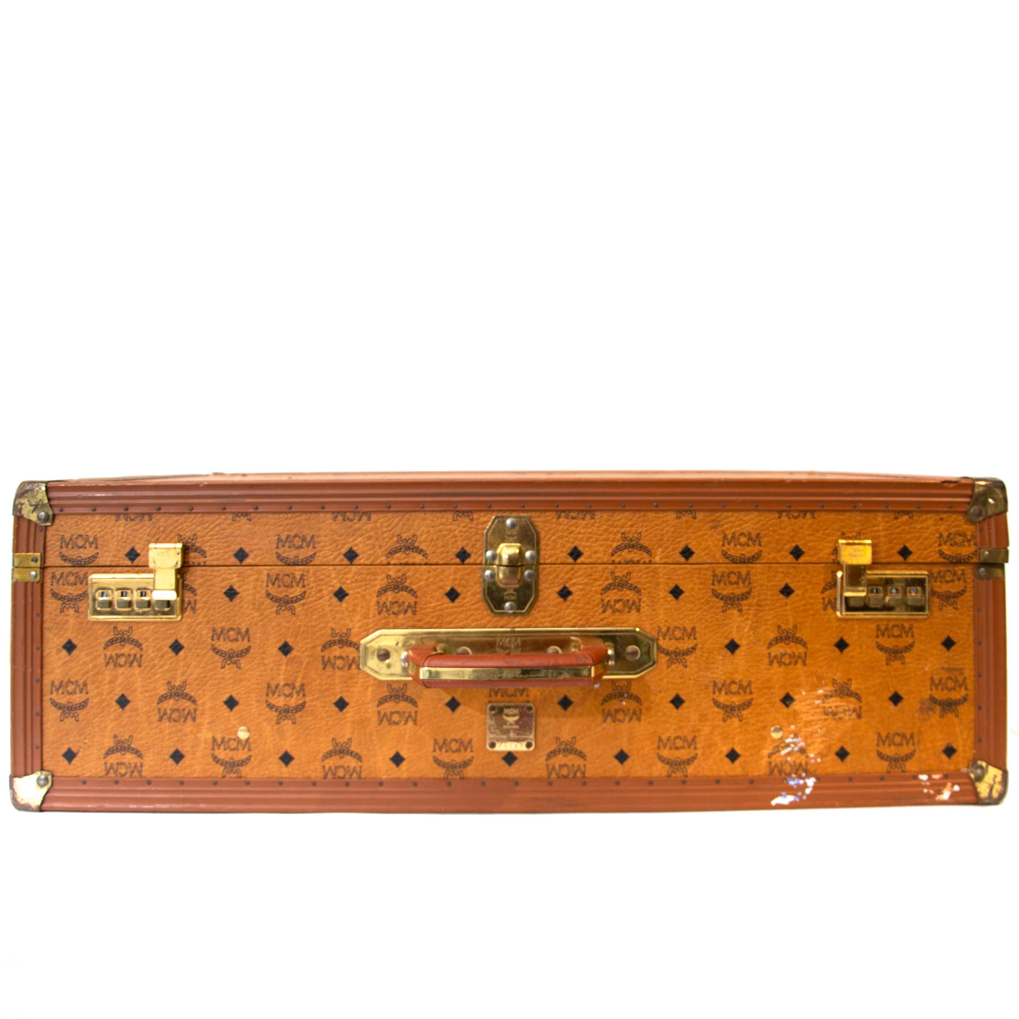 MCM Large Cognac Travel Trunk Luggage at 1stDibs | mcm trunk bag ...