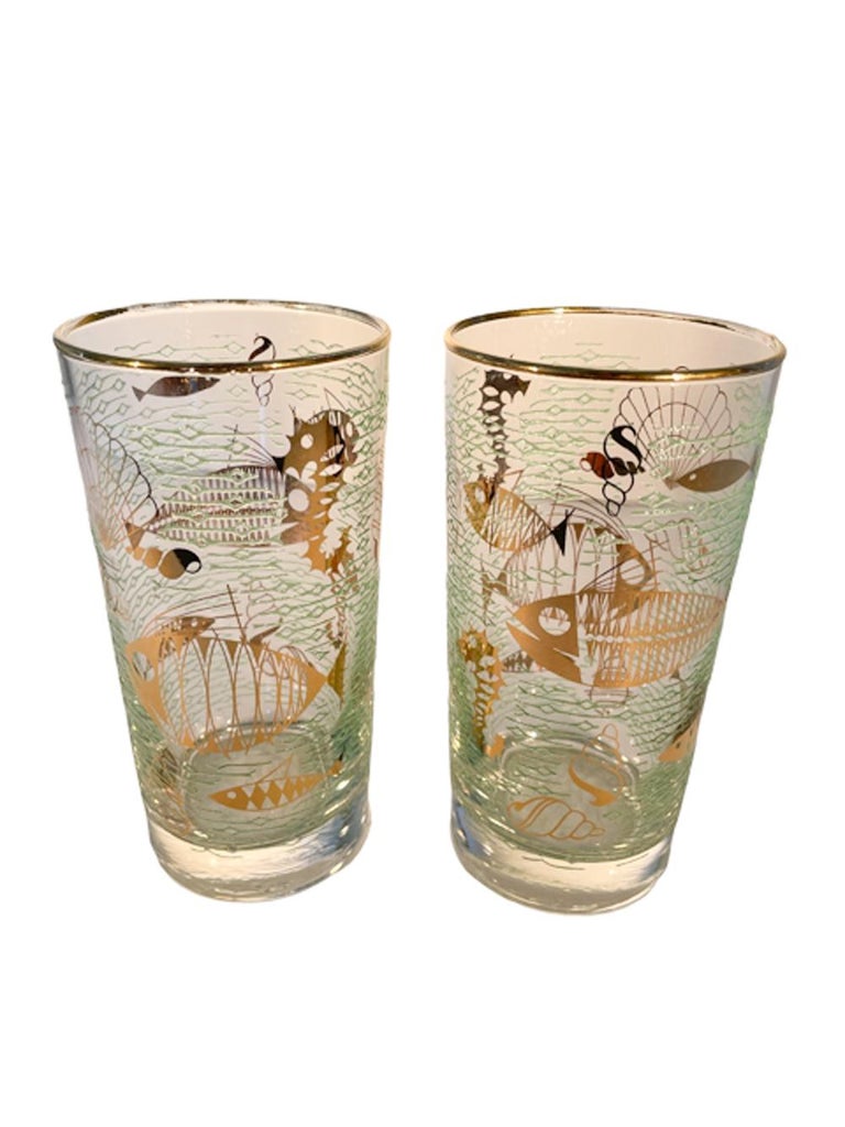 MCM Libbey Glassware Highball Glasses in the "Marine Life" Pattern For ...